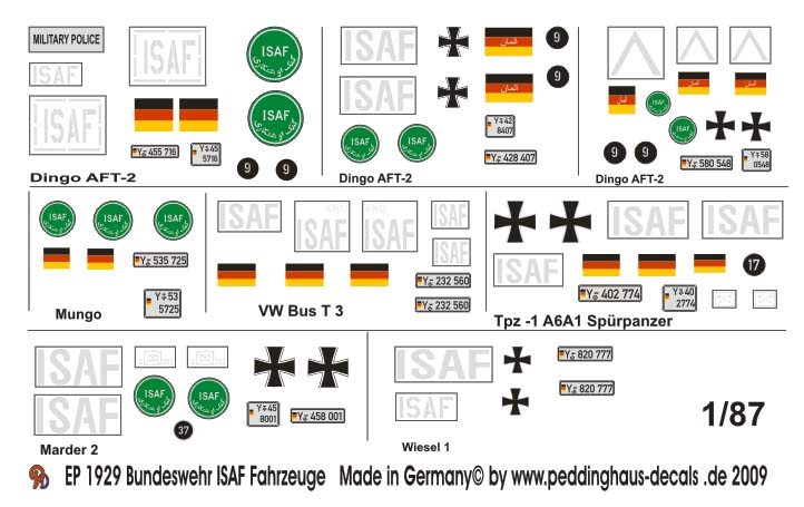 87th Scale - Peddinghaus Decals - Bundeswehr